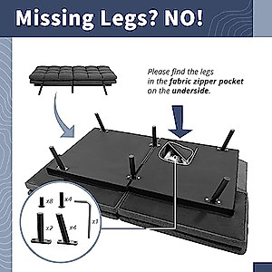 IULULU Futon Sofa Bed, Modern Convertible Sleeper Couch with Adjustable Armrests for Studio, Office, Apartment, Compact Living, Bonus Room, Overnight Guests, Gray