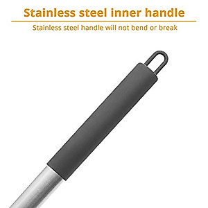 KUFUNG Silicone Pasta Fork, Food Grade Pasta Spoon with Stainless Steel Handle, BPA Free, Spaghetti Strainer & Server Spoon (Grey)