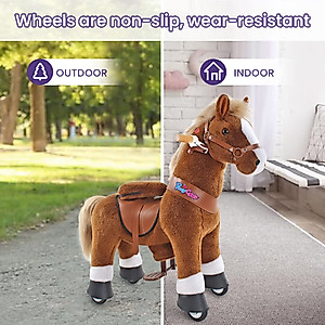 PonyCycle Ride on Horse Toy Walking Rocking Horses Classic Model U (with Brake/ 36" Height/Size 4 for Age 4-8 Boy Gifts) Ride Horse Giddy up Pony Animal Toys Chocolate Brown Ux421
