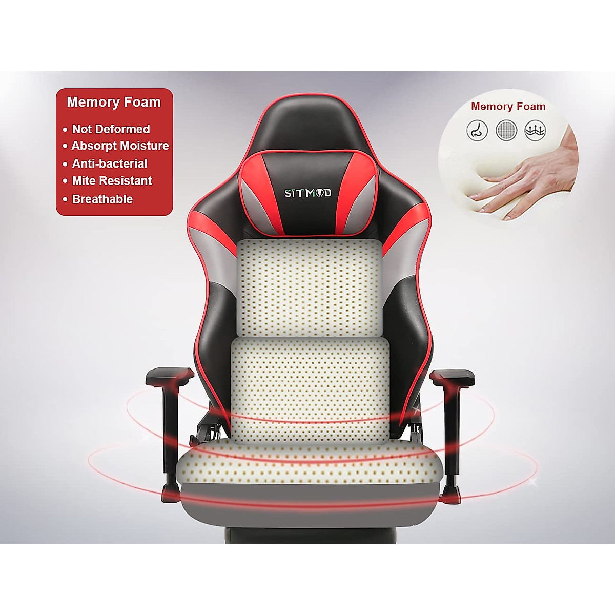 SITMOD Video Game Chairs Ergonomic Gaming Chair with Footrest High Back Massage Gaming Chair Recliner PC Leather Racing Gamer Chairs Adjustable Lumbar Support Swivel Computer Chairs for Adults