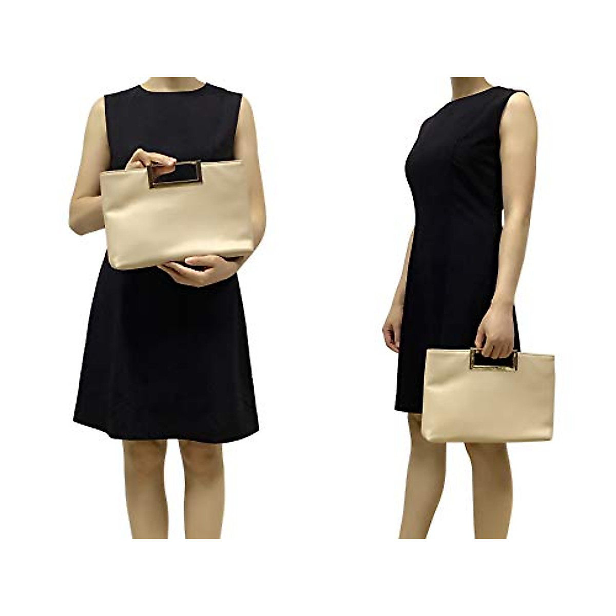 CHARMING TAILOR Fashion PU Leather Handbag Stylish Women Convertible Clutch Purse (Beige)