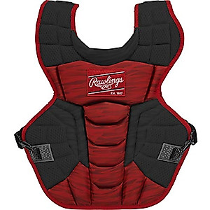 Rawlings | VELO 2.0 Catcher's Chest Protector | Baseball | Intermediate - 15 1/2" | Black/Scarlet