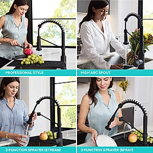 KRAUS Bolden 18-Inch Single Handle Commercial Style Pull-Down Kitchen Faucet with Dual Function Sprayer in Stainless Steel, KPF-1610SS (Pack of 4)