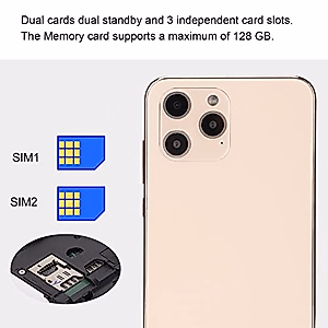 Bewinner I13pro Max Unlocked Smartphone, 6.1In HD Screen 4G 64G Dual SIM Card Mobile Phone 4G Net Unlocked Cellphone for Android 11 4000mAh Battery(Gold)