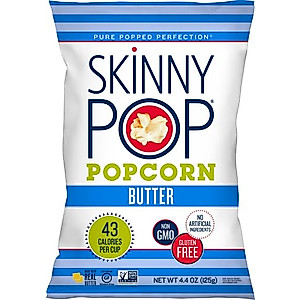 SkinnyPop Butter Popcorn, Gluten Free, Non-GMO, Healthy Popcorn Snacks, Skinny Pop, 4.4oz Grocery Size Bag
