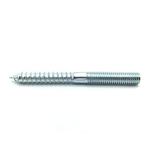 Haozheng Hanger Bolt M12x120 Silvery Double Headed Bolt Self-Tapping Screw with Hexagon for Furniture 8Pcs