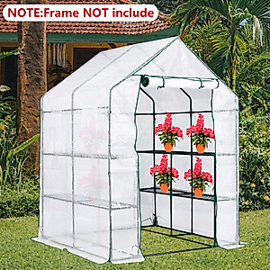 DECOHS Walk-in Greenhouse Replacement Cover with Roll-Up Zipper Door -56x56x76 inch PE Greenhouse Cover for Outdoor Plant Gardening Plants Cold Frost Protection Wind Rain Proof(Frame Not Include)