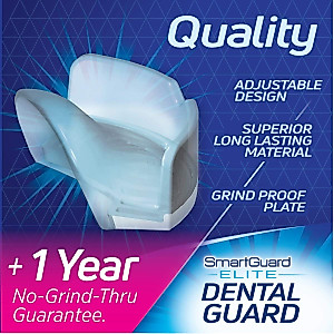 Dental Guard SMARTGUARD ELITE (2 Guards 1 Travel case) Front tooth Custom Anti Teeth Grinding Night Guard for Clenching - Dentist Designed - Bruxing Splint Mouth Protector for Relief of Symptoms