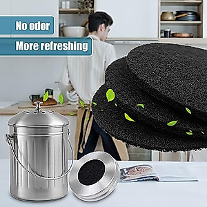 12-Pack 6.7" Compost Bin Odor Absorbing Filters, Activated Charcoal Deodorizer for 1 Gallon, 1.5 gallons and 1.8 gallons Compost Buckets, Countertop Compost Pails and Recycle Bins