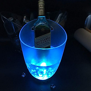 PeSandy LED Ice Bucket, 4L Large Capacity Wine Ice Bucket Drink Containers with Multi Colors Changing for Party/Home/Bar, Waterproof Champagne Retro Wine Drink Beer Beverage Ice Bucket Battery Powered