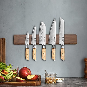 XINZUO Composite Steel 6Pcs Kitchen Knife Set, Stainless Steel Knife Set, Professional 3 Layers Clad Steel Chef Knife Set 10Cr15CoMoV Steel Core -with 16 Inch Knife Magnetic Strips