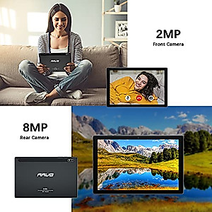 AAUB Tablet Android 10 Inch with 32GB Storage, 1280x800 HD Touchscreen, Dual Camera 2MP + 8MP,6000mAh Battery, WiFi & Bluetooth, Easy to Operate Support Microsoft Office Software Black