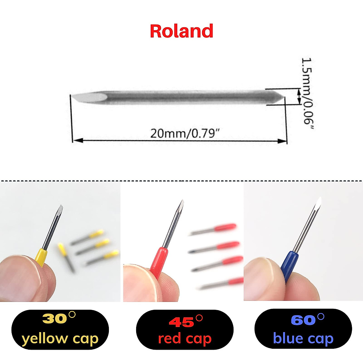 1 holder +15pcs 5x30+5x45+5x60 Blades for Roland Vinyl Cutter blade Holder