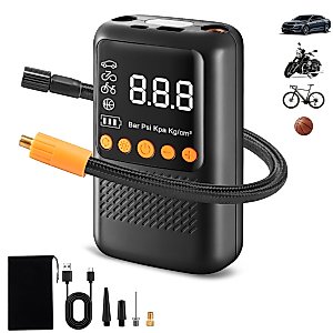 Tire Inflator Portable Air Compressor, 2X Faster Cordless Air Pump for Car, Rechargeable Tire Inflator with Pressure Gauge 150PSI, Mini Bike Tire Pump, Portable Tire Inflator for Car Ball Bicycle Pump