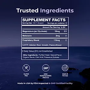 Ultra6 Nutrition Melatonin Drops with Valerian Root - Liquid Melatonin Sleeping Supplement with 5 HTP & Passion Flower - A Liquid Sleep Aid Strength Blend for Adults