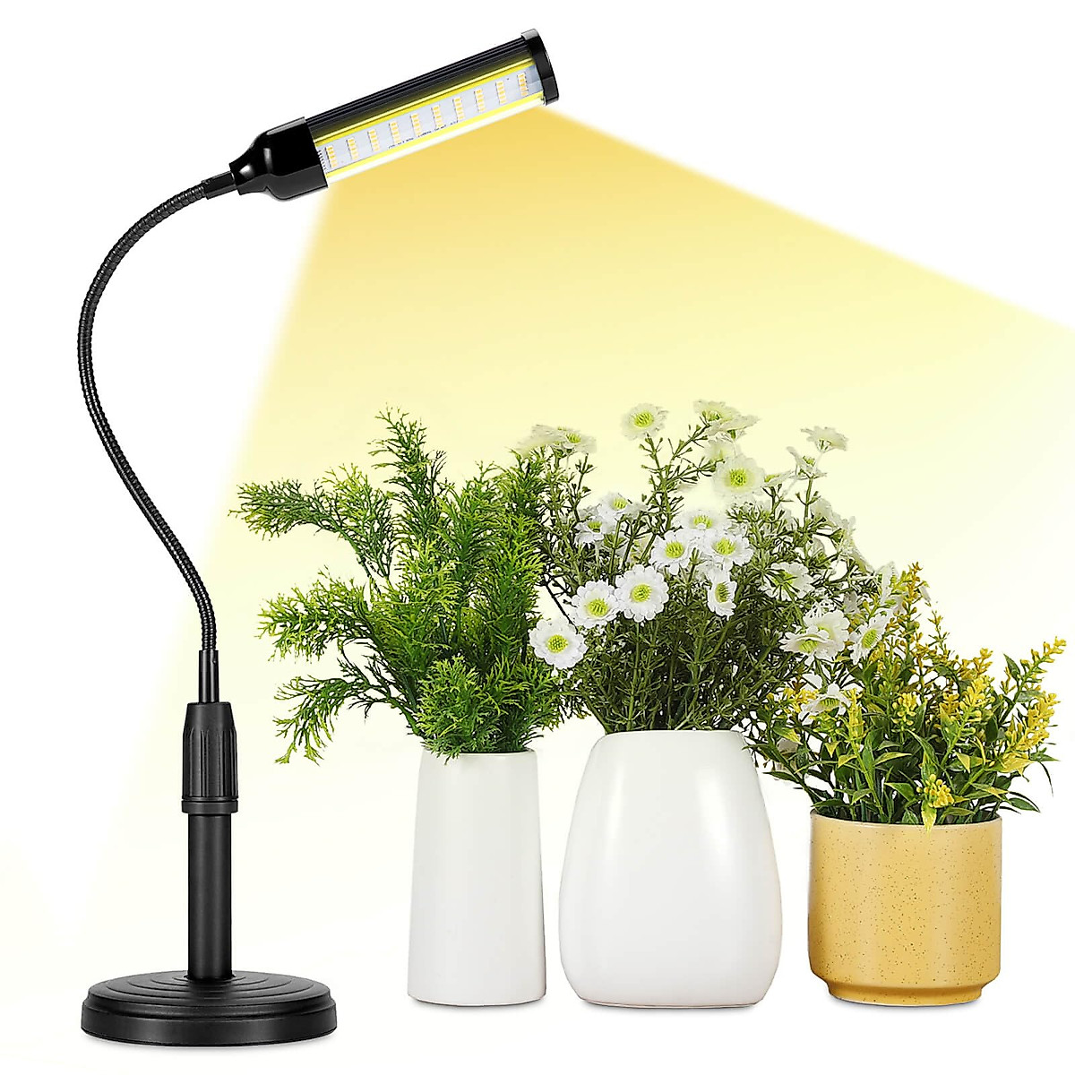 CHANGSHENG Grow Lights for Indoor Plants Desk LED Grow Light with Base Full Spectrum 50 LEDs Warm White for Indoor Plant Growing Lamp, Adjustable Gooseneck, Suitable Plants Growth (Without USB Plug)