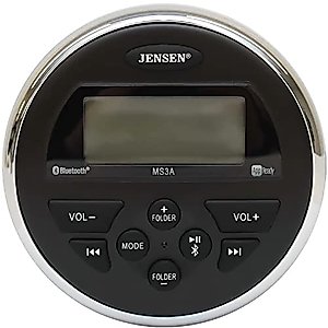 Jensen MS3A AM|FM|USB Waterproof Compact Bluetooth Stereo with App Control, 160 watts (40W x 4), Bluetooth Streaming Audio (A2DP/AVRCP), Rear USB for MP3, Rear AUX in (RCA), Line-Out (RCA) (Renewed)