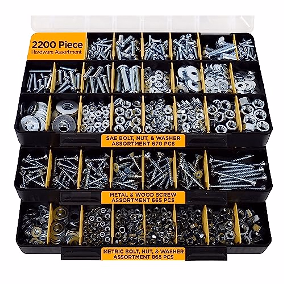 Jackson Palmer 2200 Piece Hardware Assortment Kit with Screws, Nuts, Bolts & Washers (3 Trays)