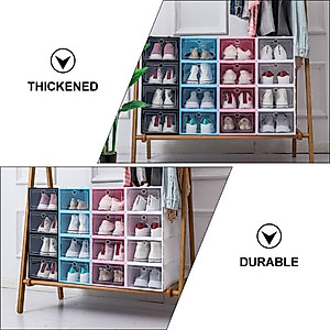 Hemoton Clear Shoe Organizer Plastic Shoe Box with Clear Door, 6pcs Plastic Stackable Shoe Organizer for Closet, Space Saving Foldable Shoe Rack Sneaker Container Bin Holder