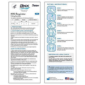 BNX N95 Mask Black NIOSH Certified MADE IN USA Particulate Respirator Protective Face Mask, Tri-Fold Cup/Fish Style, (10-Pack, Approval Number TC-84A-9362 / Model F95B) (Headband) Black
