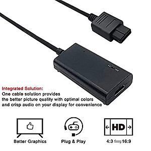 HDMI Cable for Nintendo Gamecube, Nintendo 64 N64, Super Nintendo SNES (3-in-1), GameCube/SNES/N64 to HDMI Adapter with S-Video Signal Output (Better Video Quality), HD Converter with 4:3/16:9 Switch
