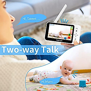 Yonvim Baby Monitor, 4.3" Color LCD Video Baby Monitor with Camera and Audio, No WiFi Needed, Night Vision, Long Range, Two-Way Talk, Temperature Sense, 4X Zoom, Feeding Reminder, 5 Lullabies