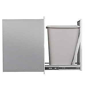 PUNCTN Outdoor Kitchen Drawers14Wx27Hx20D Inch, Outdoor Kitchen Trash Drawer Storage, Pull-Out Tray Stainless Steel Trash Drawer Without Handle Design for Outdoor Kitchen BBQ Island