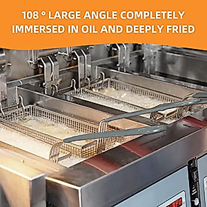 Delizon 2PCS Deep Fryer Basket with Front Hooks Non-Slip Handle, 13.2"x 6.5"x 5.9" Basket and 11.2" Long Handle Deep Fried Drain Basket for Floor Fryer, Easy Installation