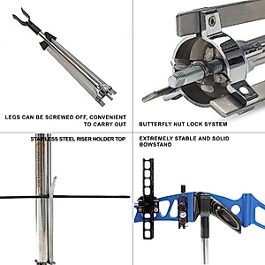 Perogen Recurve Bow Stand Stainless Steel Archery Bow Holder for Longbow Takedown Bow