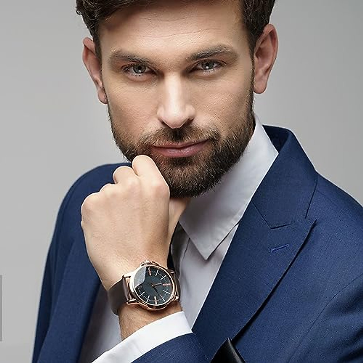 cobee Leather Watch Straps, Soft Calfskin Leather Watch Band Quick Release Leather Replacement Watchband for Men Women Universal Watches Bracelet Stainless Steel Clasp Buckle(Dark Brown, 22mm)