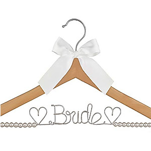 The Bride Hangers The Wedding Dress Hanging Bride's Wedding Gift (Wood Silver Thread with Pearl)