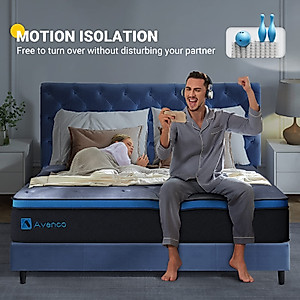 Avenco California King Mattress, 12 Inch Cal King Hybrid Mattress in a Box, Medium Firm Pocket Spring and Gel Memory Foam Mattress, Edge Support, CertiPUR-US Certified