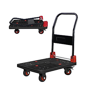 TAGEPOR Platform Truck 330lbs Home Large Foldable Push Cart Dolly 28.54in*19.09in Flat Dolly with Rubber Silent Brake-Wheels,Heavy Duty Utility Cart for Home Office & Luggage Moving Warehouse