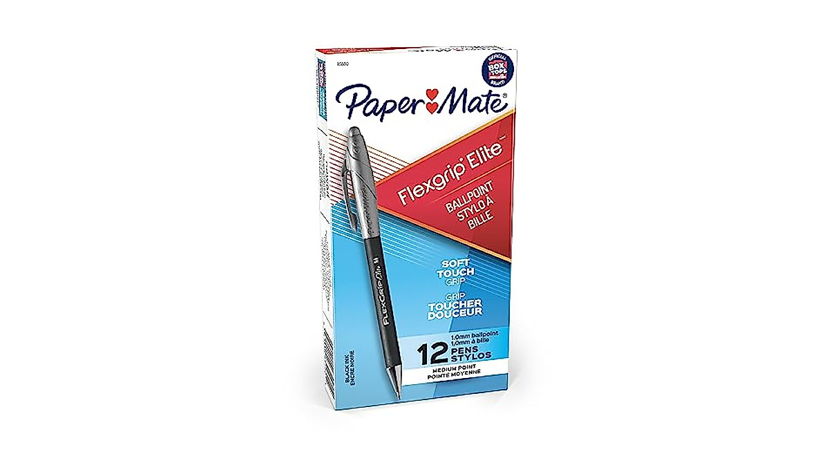 Paper Mate Flexgrip Elite Retractable Ballpoint Pens - 12-Count Black