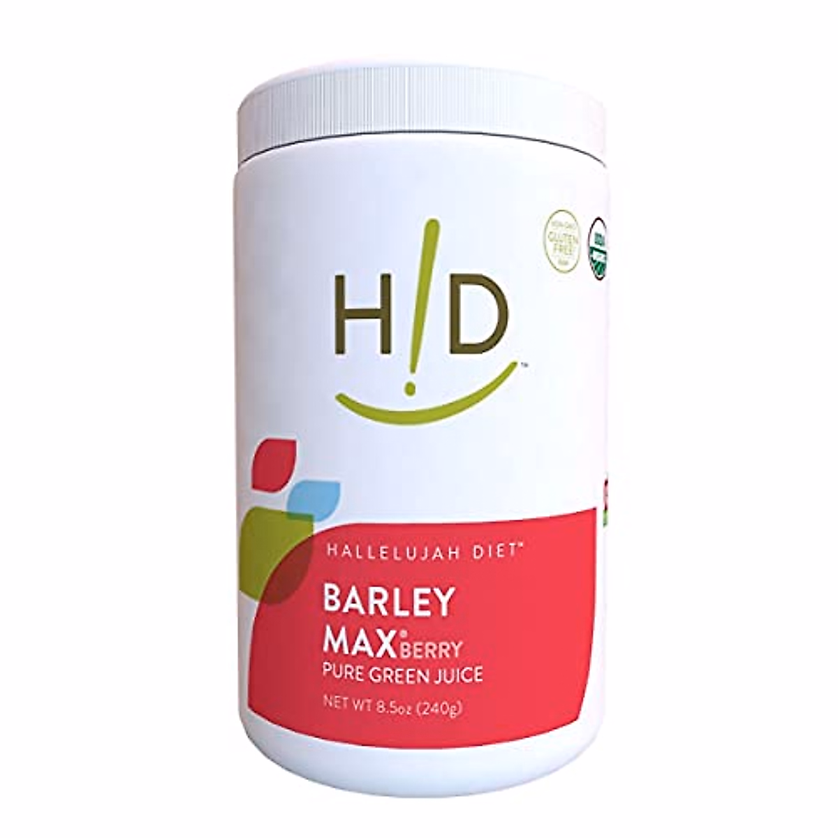 Hallelujah Diet Organic BarleyMax - Barley and Alfalfa Green Juice Powder, Berry Flavor, (8.5 Ounces, 120 Servings)