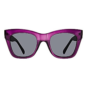 Steve Madden Women's Female Sunglasses Style Manzo Cat Eye, Crystal Purple/Solid Smoke, 55mm, 22mm