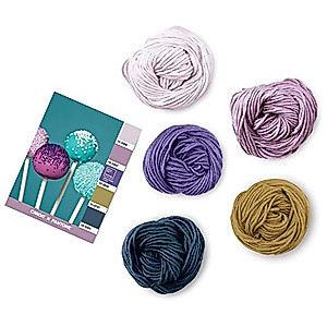 Caron x Pantone Acrylic & Merino Wool Blend Yarn •• 5 Coordinated Colors in 1 Braid (Purple Pops 291101-01017)