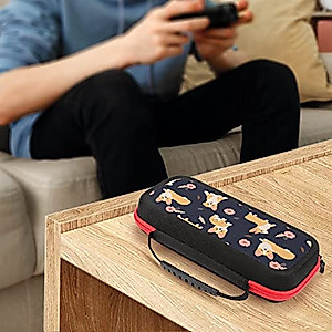 AoHanan Welsh Corgi Cartoon Switch Carrying Case Compatible with Switch Game Case with 20 Games Cartridges Hard Shell Travel Protection Case for Console & Accessories