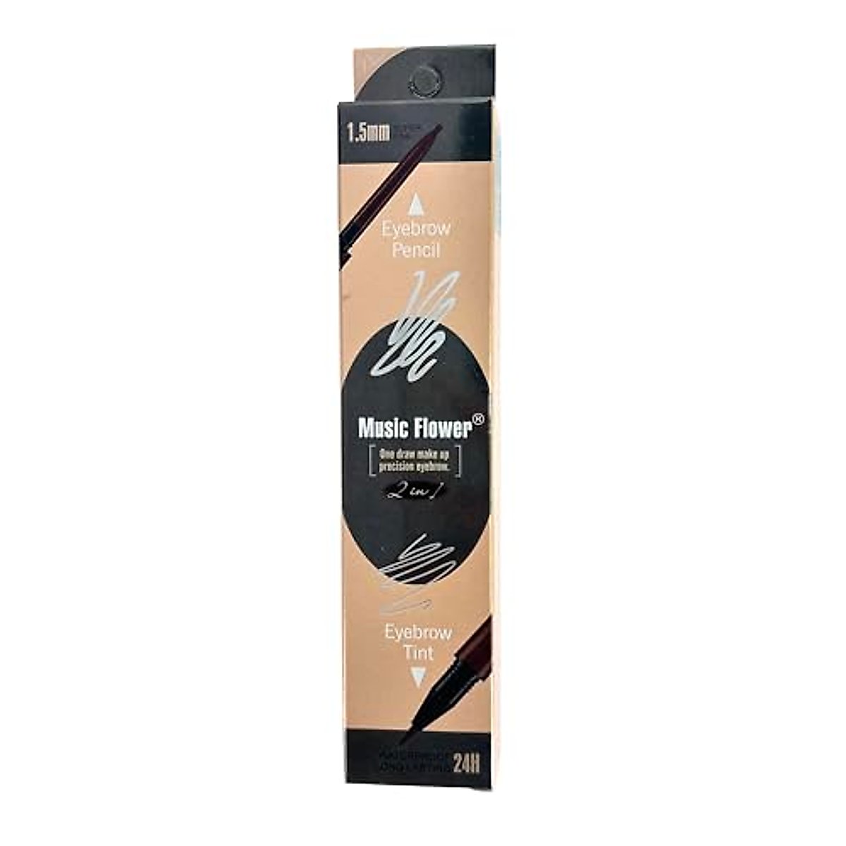 Music Flower 2 in 1 Eyebrow Pencil,Waterproof & Long Lasting Liquid Eyebrow Pen,Dual Ended Pencil Fills and Defines Brow Tint with the Precision & Definition of Microblading,Chestnut