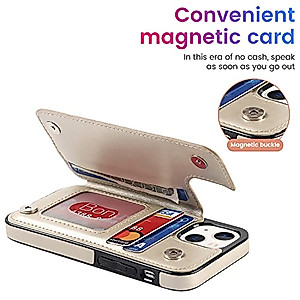 ACXLIFE iPhone 13 Mini Case 13mini Wallet Card Holder Case,Protective Cover with Credit Slot Holder and Slim Leather Case for iPhone 13 Mini 5.4Inch (Gold)