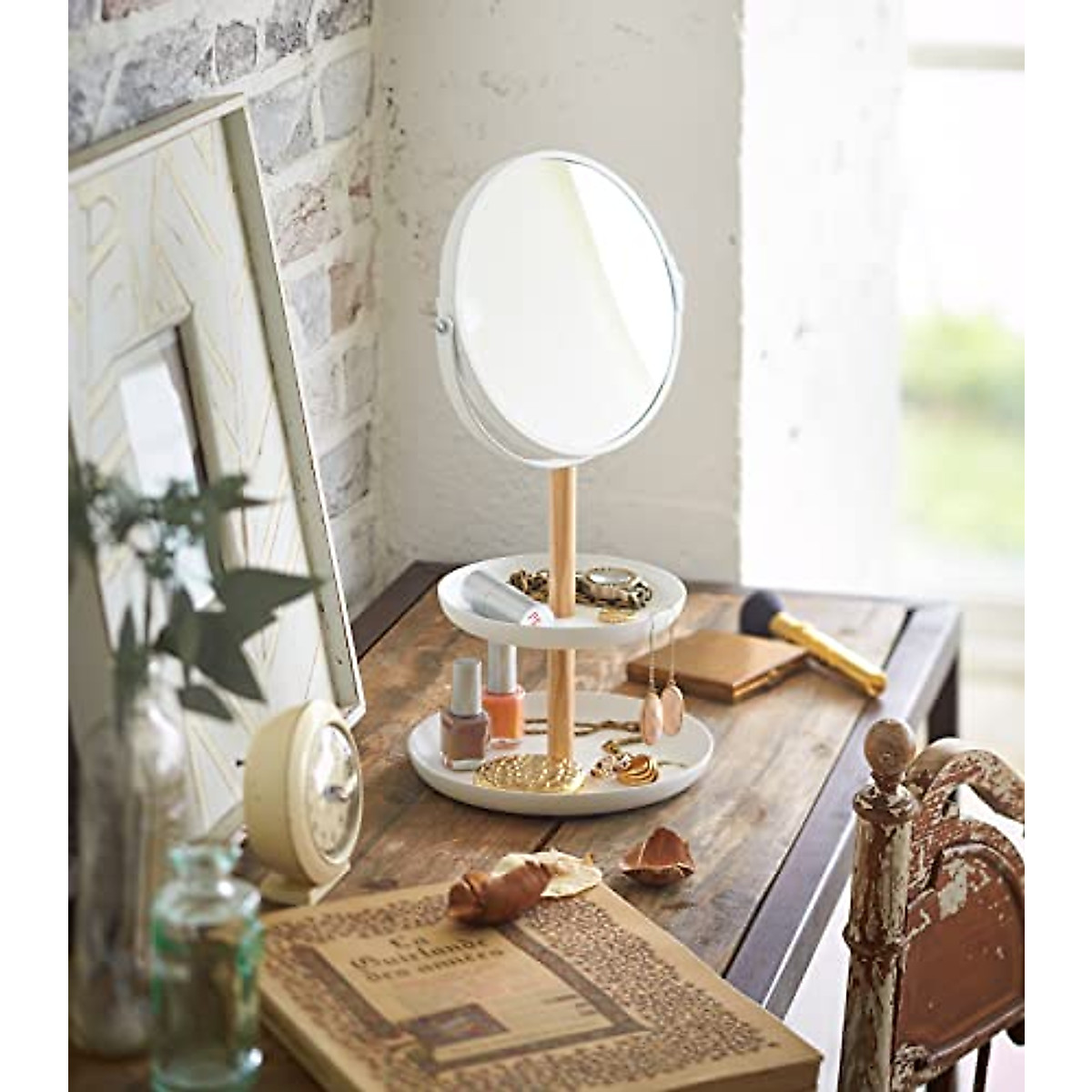 YAMAZAKI home Tosca Accessory Trays/Mirror, White