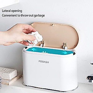 Doyingus Mini Desktop Trash Can with Lid Press-Type Small Wastebasket with Removable Inner Garbage Can Tiny Countertop Trash Bin for Table Bedroom Office
