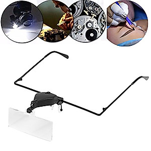 Magnifier Glasses w/LED Light for Lash Extensions - 3 Lenses Magnifier Spectacles 1.5X 2.5X 3.5X Eyeglass LED Magnifier Hands Free Head Eyelash Extension Magnifying Glass