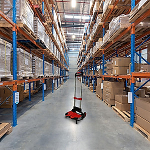 Magna Cart Durable 150 Pound Weight Capacity Foldable Hand Truck Utility Shopping Cart with Wheels and Bungee Cord to Secure Heavy Loads, Black/Red