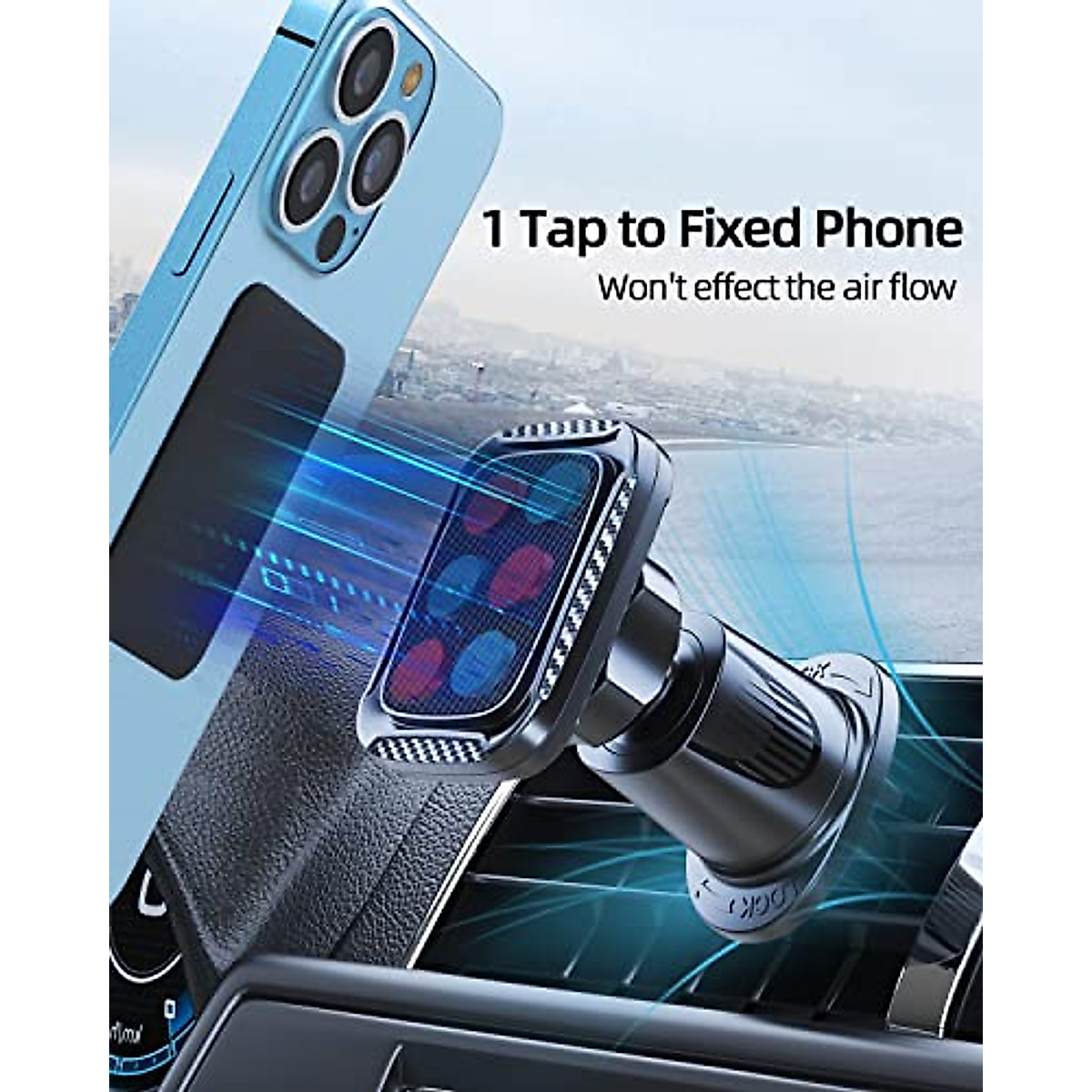 Magnetic Phone Holder for Car, Car Phone Holder Mount, Upgraded Metal Longer Hook Clip Fit More Vent Car Mount , Strong Magnets Phone Mount for Car Vent, for All Cell Phones Tablets Gifts for Men