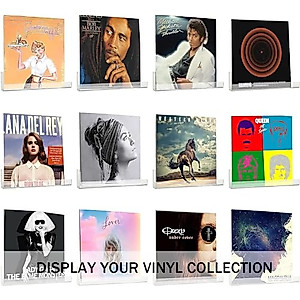 SENENQU 12 Pack Vinyl Record Shelf Wall Mount 7 Inch Clear Acrylic Record Shelf, Album Record Wall Display, Vinyl Record Holder CD Rack
