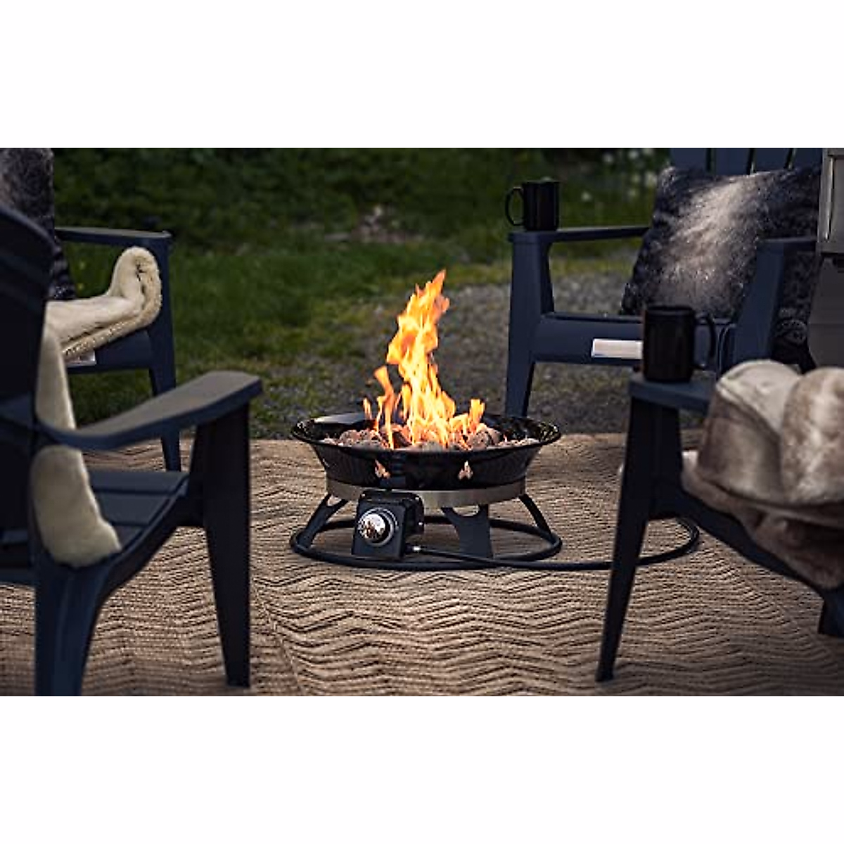 Outland Living Portable Propane Fire Pit, 21-inch, 58,000 BTU with Fire Pit Cover & Carry Kit, Smokeless Gas Firebowl | Perfect for Camping, Patio, Backyard, Tailgating, Deck, RV| Black 863 Cypress