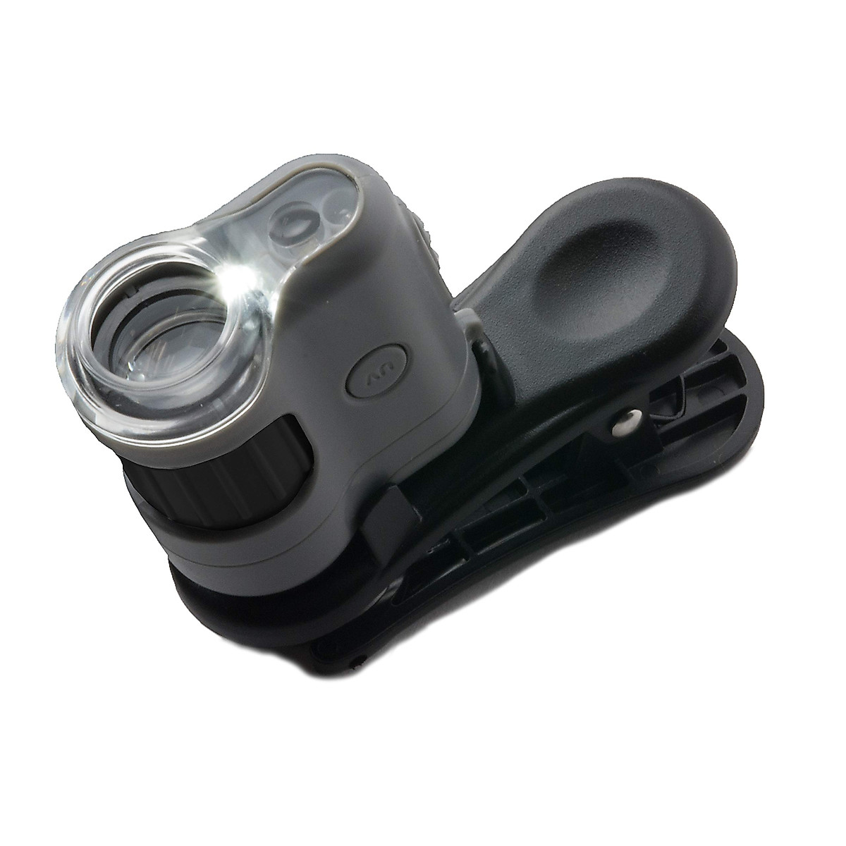 Carson MicroMini 20x LED Lighted Pocket Microscope with Built-in LED and UV Flashlight and Universal Smartphone Digiscoping Adapter Clip (MM-380)