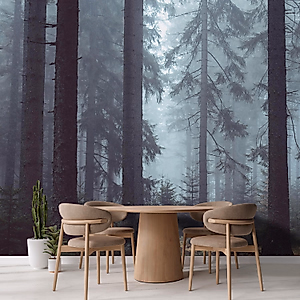 wall26 Foggy Pin Forest - Removable Wall Mural | Self-Adhesive Large Wallpaper - 100x144 inches