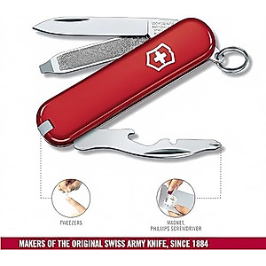 Victorinox Rally 58mm Swiss Army Knife - 9 Function Small Pocket Knife, Red